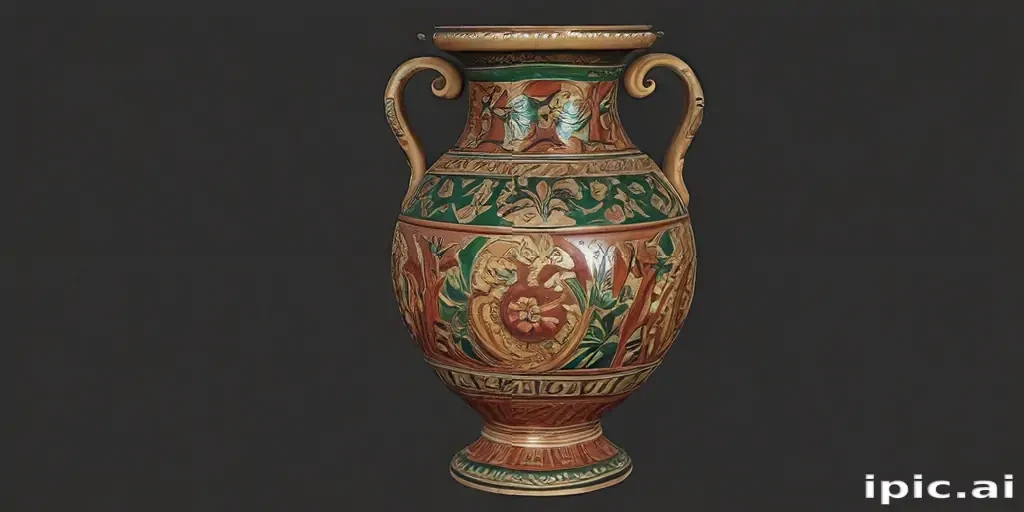 Intricately Designed Ancient Vase Featuring Colorful Floral and ...