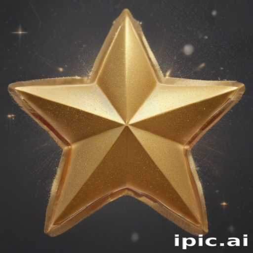 Shining Golden Star with a Glossy Finish Against a Dark Background