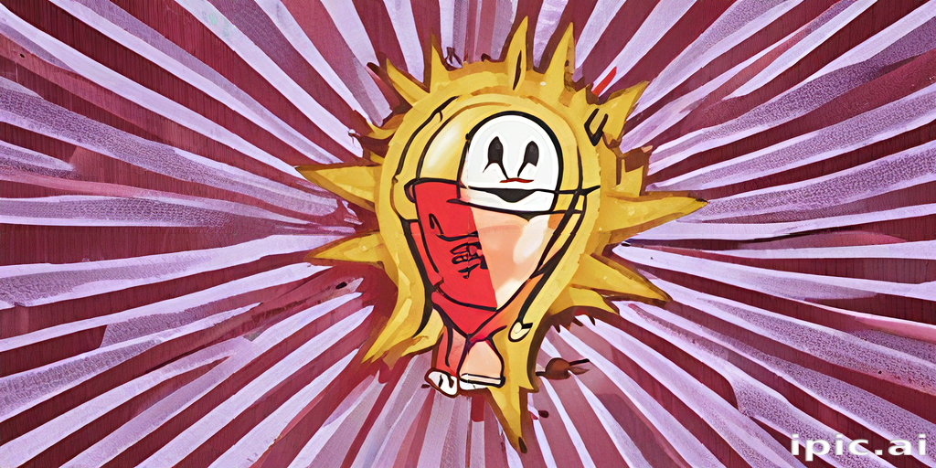 Whimsical Character Embracing a Bright Sunburst Background in Vibrant ...