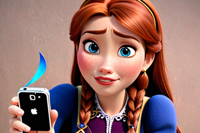Anna cry with her phone 3D Disney