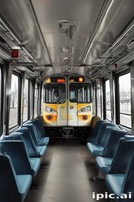 Inside an Empty Train Car with a View of the Driver's Cabin