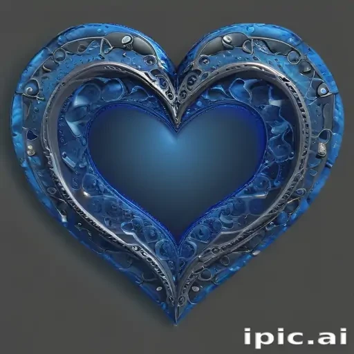 Intricate Blue Heart Design with Swirling Patterns and Glossy Finish