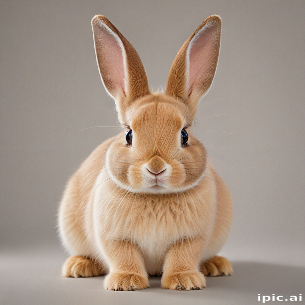 A Cute, Fluffy Rabbit with Big Ears Sitting Gracefully on a Plain ...