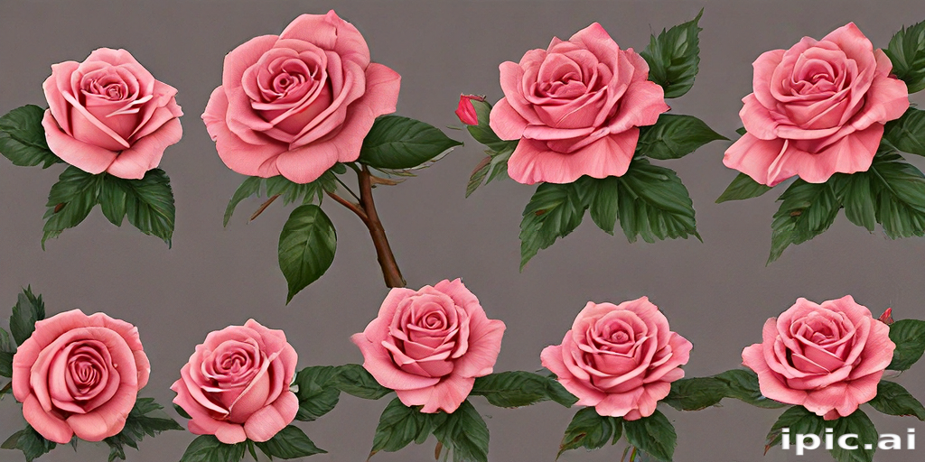 Beautiful Collection of Realistic Pink Roses with Lush Green Leaves ...