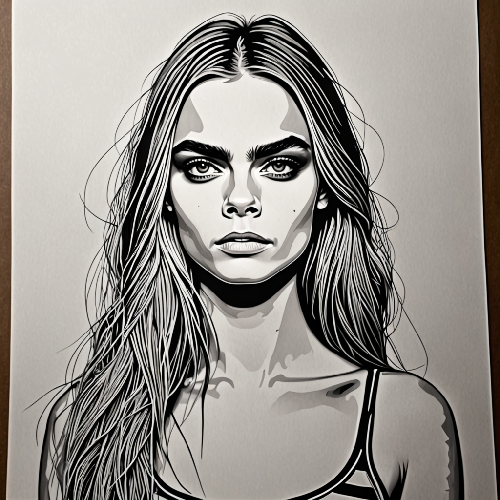 cara delevingne line art.