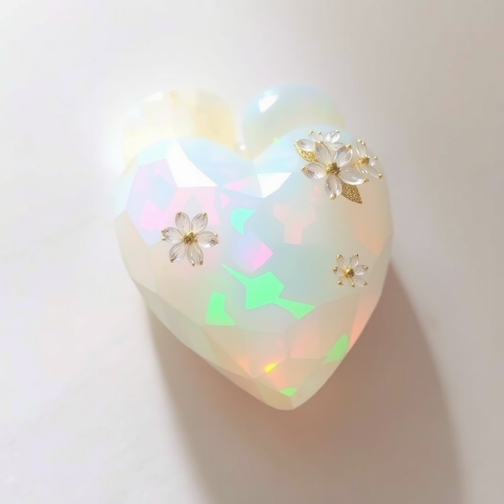 Beautiful Heart-Shaped Gemstone Decorated with Delicate Floral ...