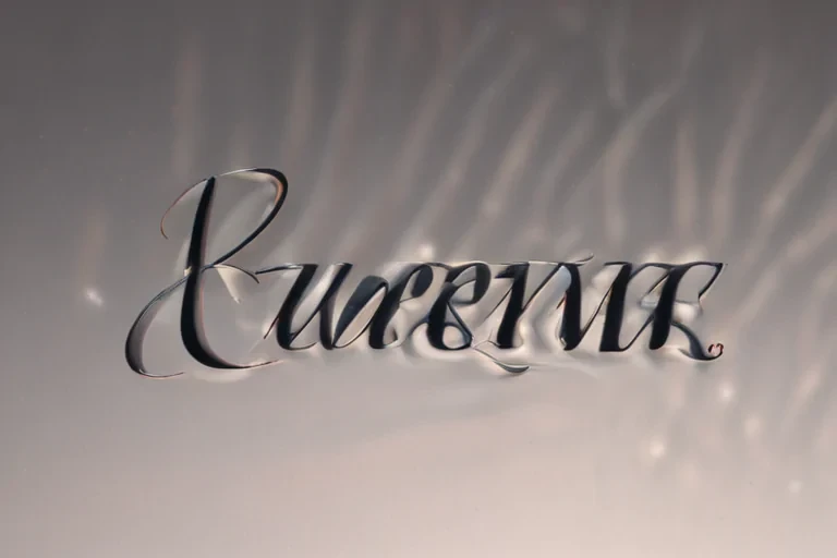 Elegant and Fluid Calligraphy Reflecting Light on a Subtle Background