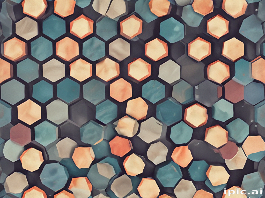 Colorful Abstract Pattern of Interlocking Hexagonal Shapes in Various Tones