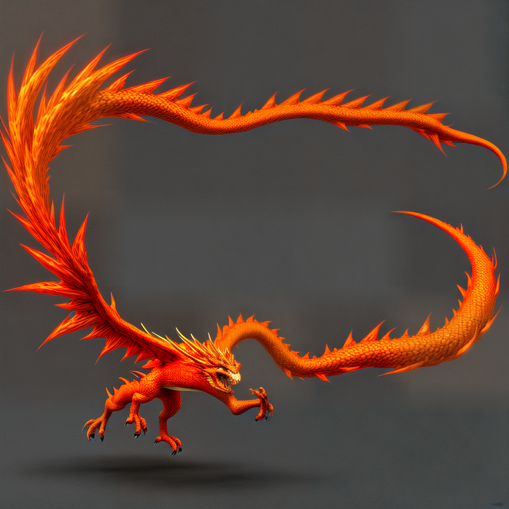 An orange fire dragon roaring