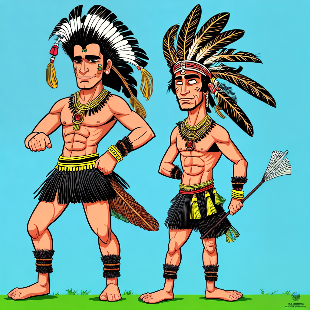 Um homen indigena em estilo cartoon