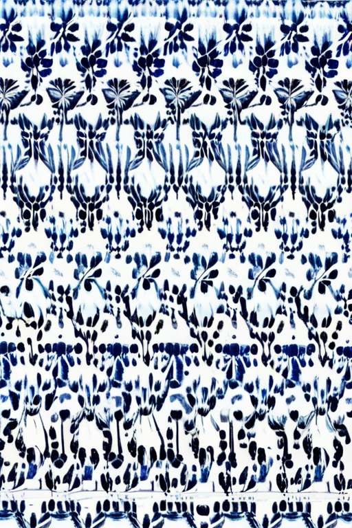 Intricate Floral Pattern in Shades of Blue on a White Background