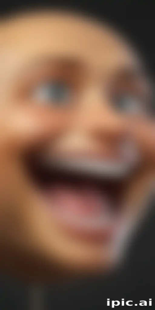 A Joyful and Exaggerated Expression of Happiness Captured in a Close-Up.