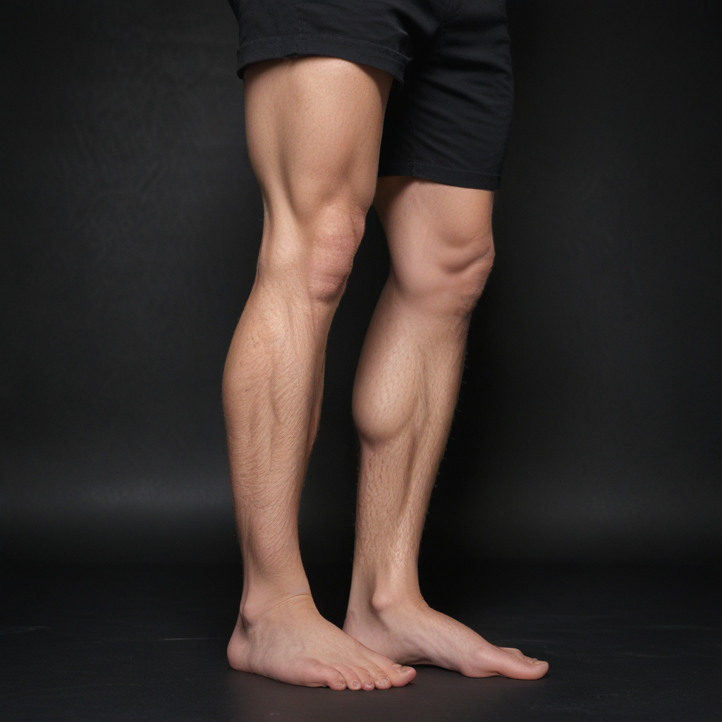 man legs on the black background wit a bit of sweet