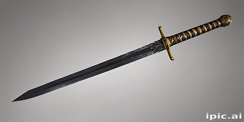 A Magnificent Medieval Sword with Intricate Design and Elegant Handle.