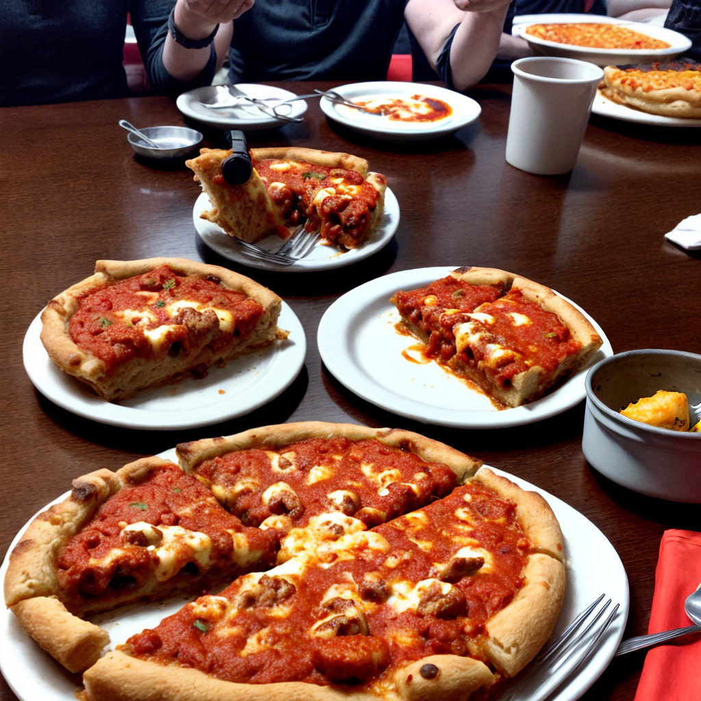 pucca eating chicago style pizza
