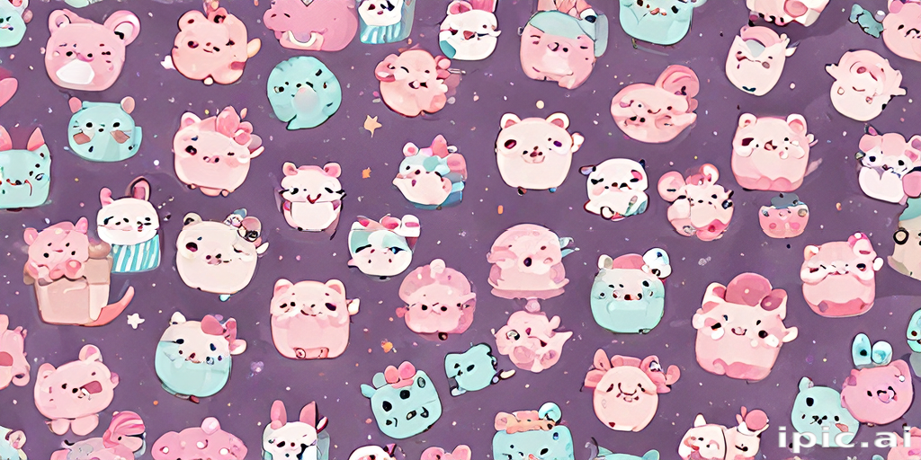 A Colorful Collage of Adorable Cartoon Animals and Cute Characters.