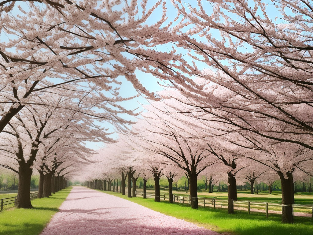 Blossoming Cherry Trees Create a Serene Pathway Through Nature's Beauty