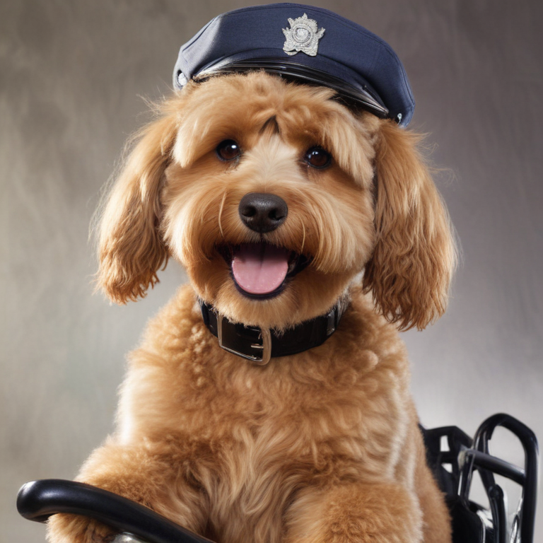 Angry Female policewoman gun roller coaster angry labradoodle