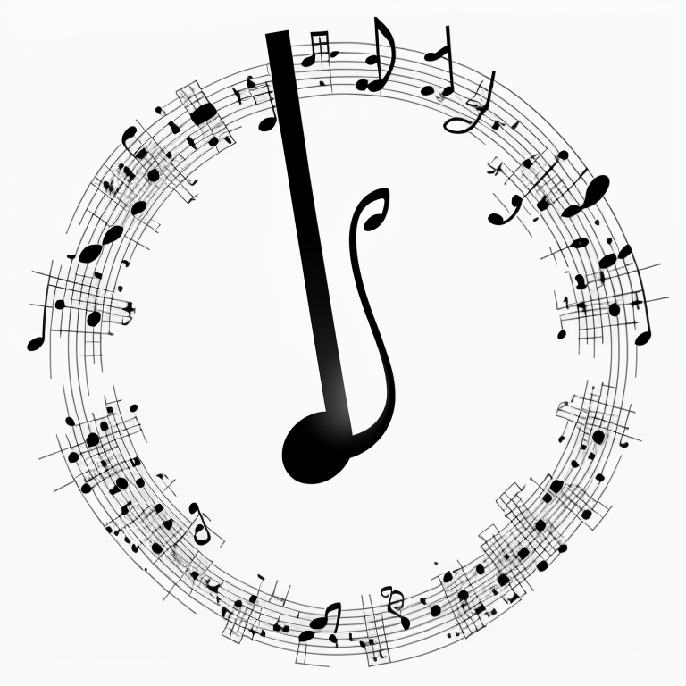 Musical Notes Forming a Circular Design Around a Central Clef Symbol