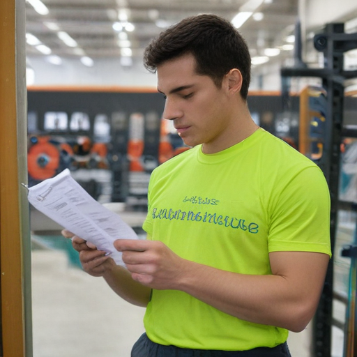 Amazon employee holding a report while doing exercise