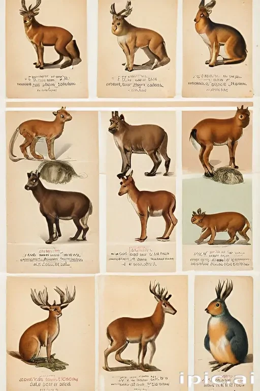 Illustrations of Various Deer Species Showcasing Their Unique Features ...
