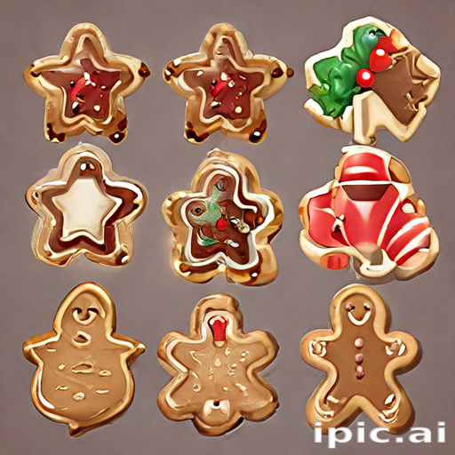 A Festive Collection of Colorful Gingerbread Cookies in Various Shapes