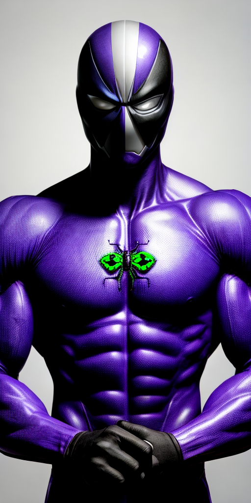 Lean Male Purple symbiote with no mouth with beetle symbol