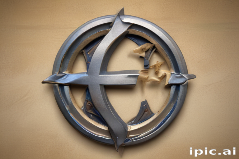 Intricate Metallic Emblem Featuring an Abstract Design and Unique Textures