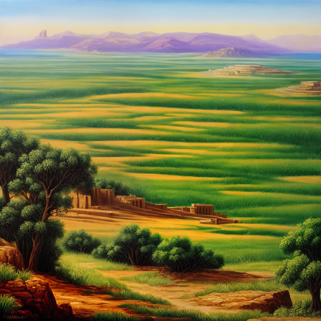 oil painting of Land of Ur of the Chaldeans from bible