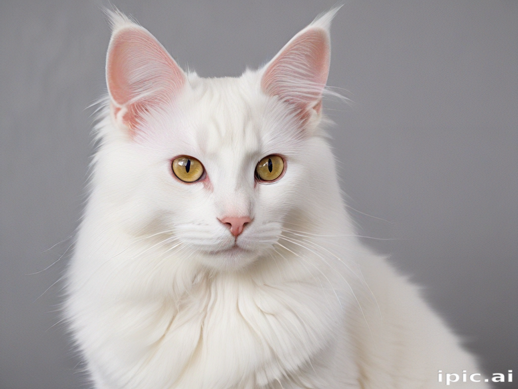 Elegant White Cat with Striking Yellow Eyes Posing Gracefully for the ...