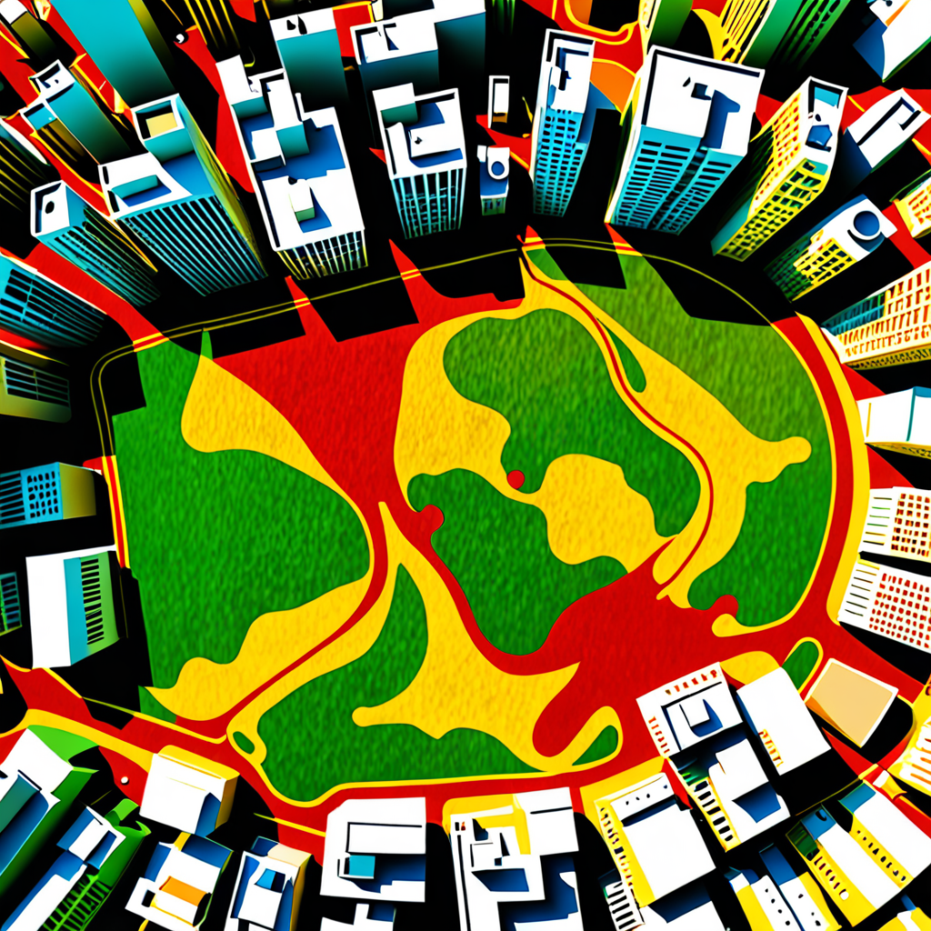 reggae aesthetic burned urban ground in yellow red green colors. flat ...