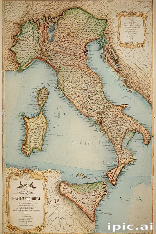 Detailed Historical Map of Italy Highlighting Regions and Geographic ...