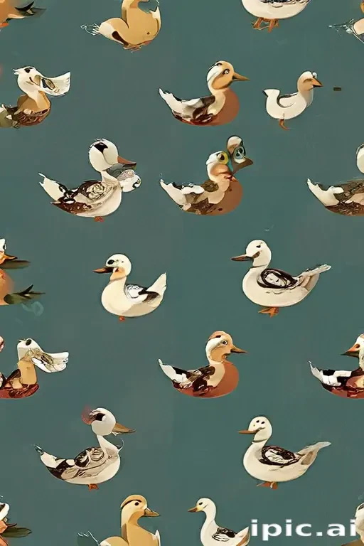 A Colorful Array of Whimsical Ducks in a Playful Pattern Design.