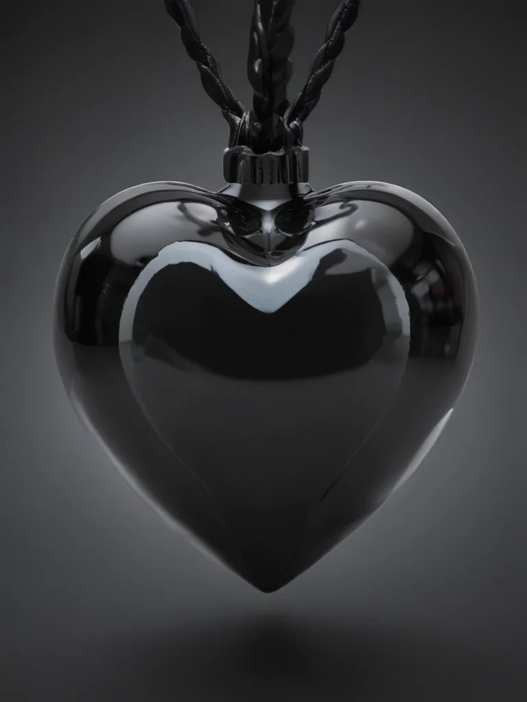 Shiny Black Heart Pendant Hanging on a Stylish Braided Necklace