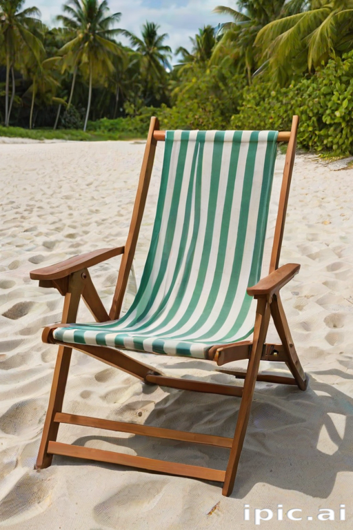 Relaxing Beach Chair on a Serene Tropical Shore with Palm Trees