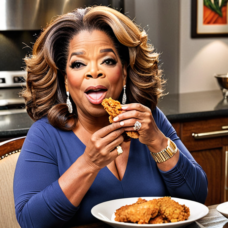Oprah eating fried chicken