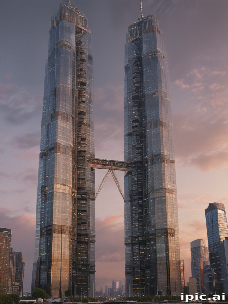 Stunning Architectural Marvel: Twin Towers Connected by a Sky Bridge at ...