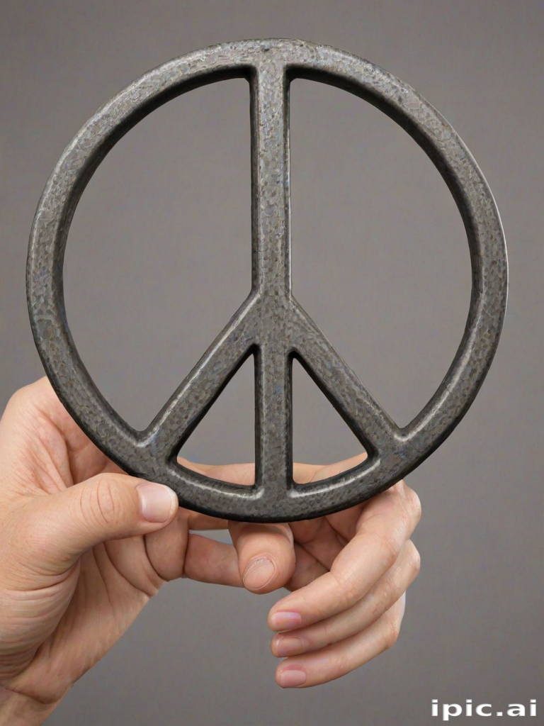 Symbol of Peace: A Hand Holding the Iconic Peace Sign Sculpture