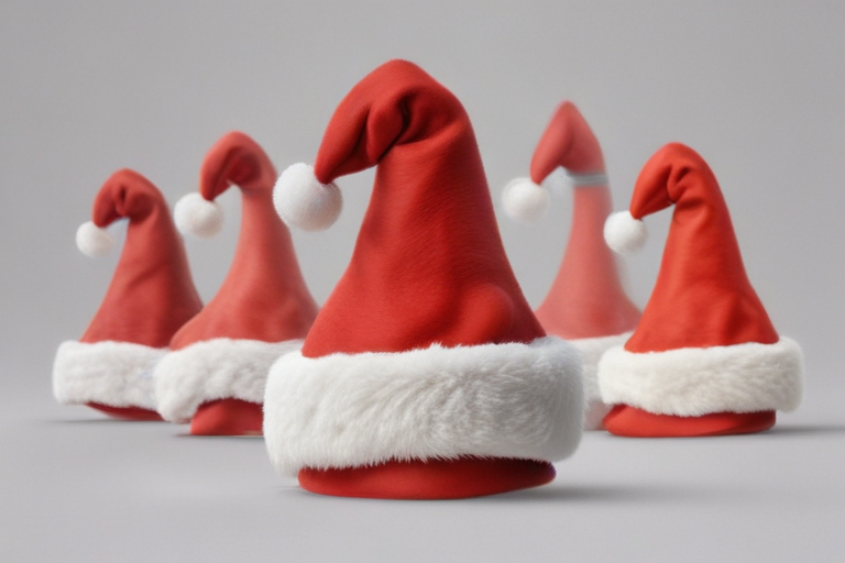 A Festive Collection of Classic Red Christmas Hats with White Trim
