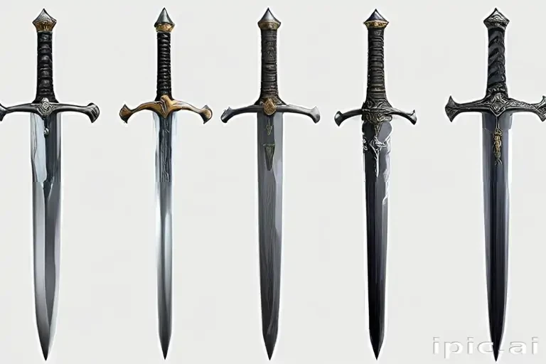 A Collection of Five Intricately Designed Swords Showcasing Unique ...