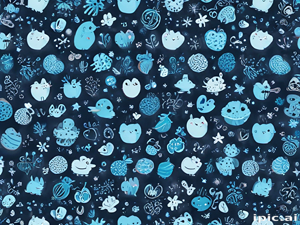 A Whimsical Collection of Cute Blue Creatures and Fun Patterns.