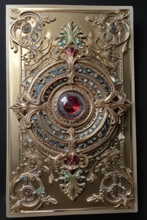 Intricately Designed Golden Book Cover Adorned with Colorful Gemstones ...