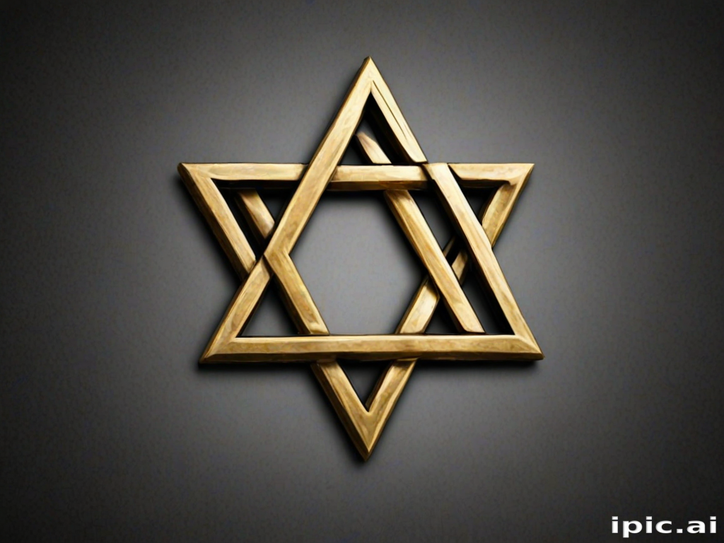 Intricate Golden Star of David Symbol Against a Dark Background