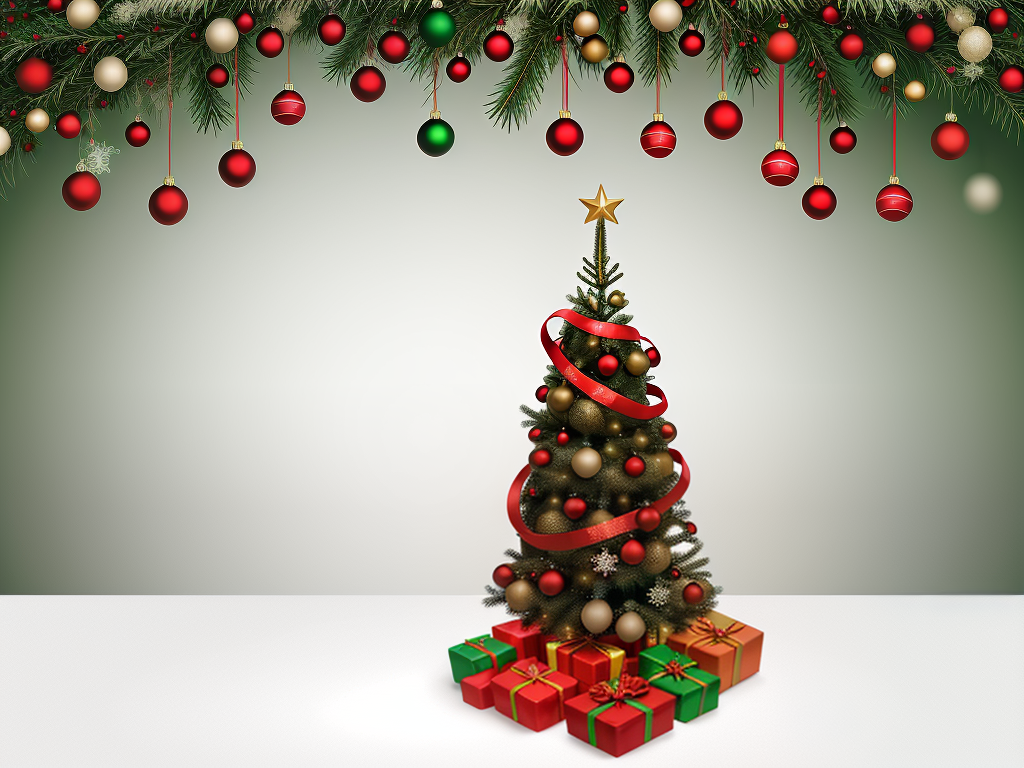 Festive Christmas Scene with a Beautifully Decorated Tree and Gifts
