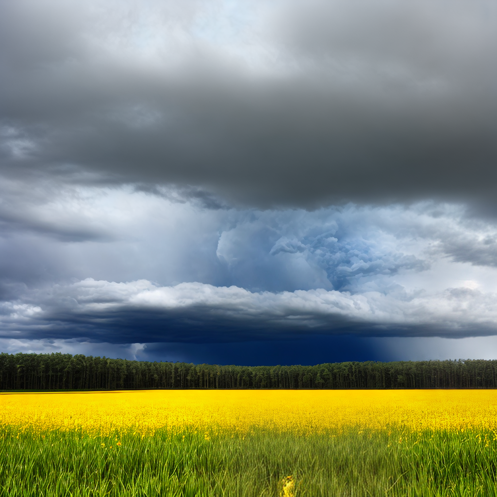 rain storm in an open field