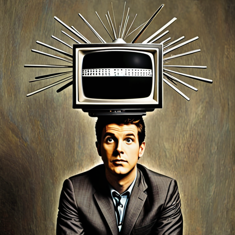 tv on head static surreal art