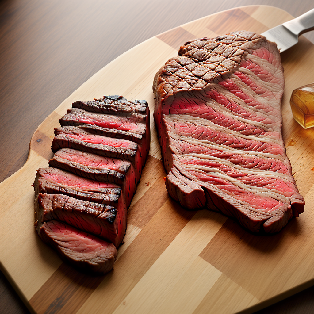 Perfectly Cooked Sliced Beef Brisket on a Wooden Cutting Board