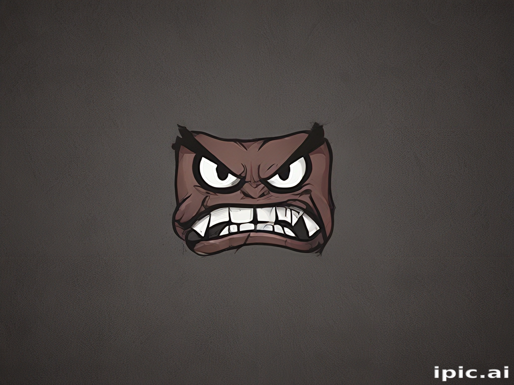 Angry Cartoon Character with an Intense Expression and Fierce Glaring Eyes