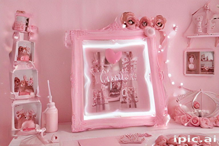 A Dreamy Pink Aesthetic Display Featuring Whimsical Decor and Soft Lighting