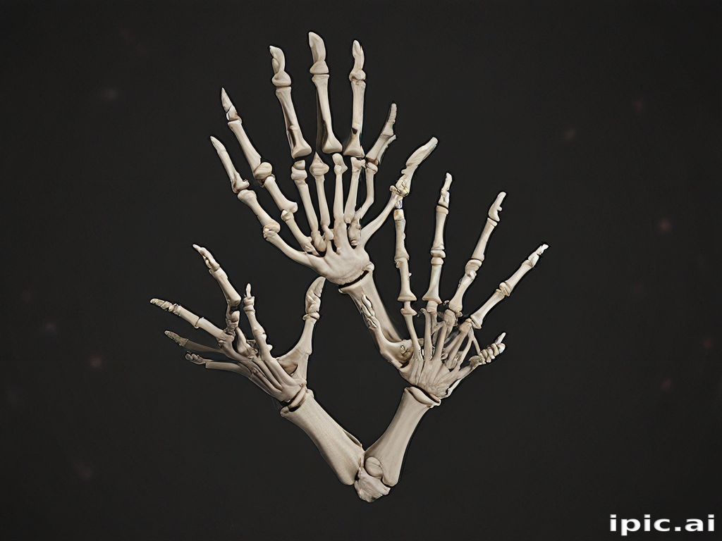 An Intricate Display of Human Skeleton Hands in Various Positions